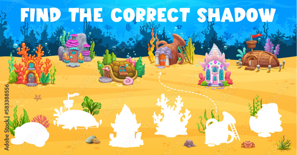 Find the correct underwater building on the sea bottom landscape. Kids ...