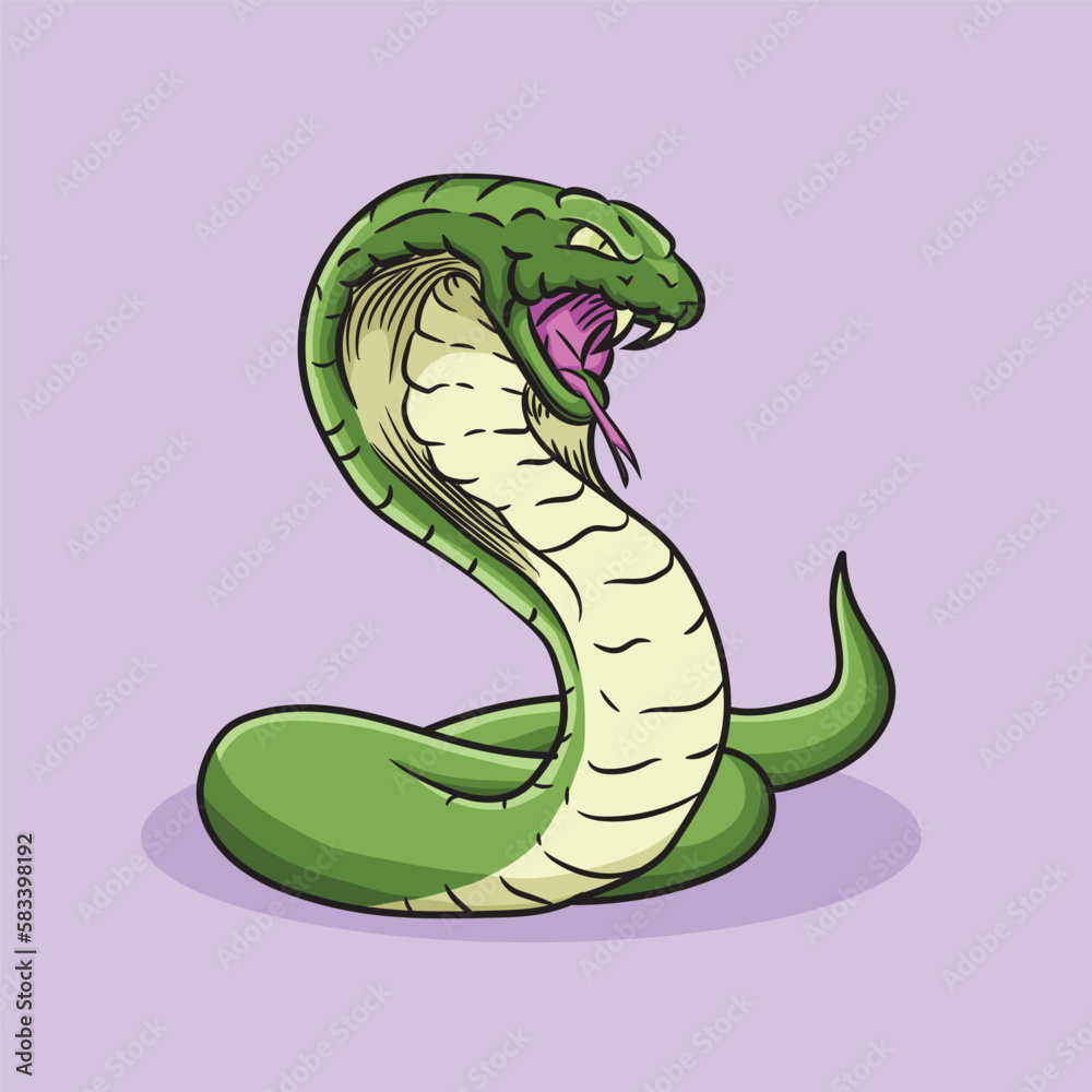 Cobra snake cartoon illustration Stock Vector | Adobe Stock