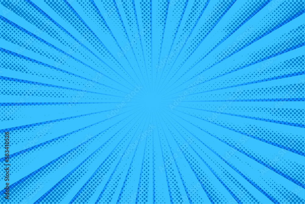 Blue comics background. Abstract lines backdrop. Bright sunrays. Design ...