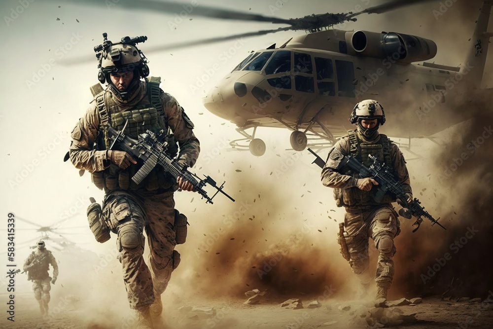 Army soldiers fighting with guns and defending their country, Fighter ...