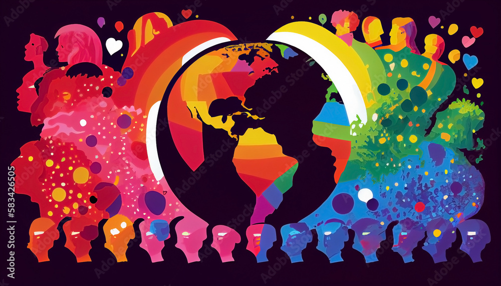 LGBTQ illustration banner, rainbow color artwork design, creative ...