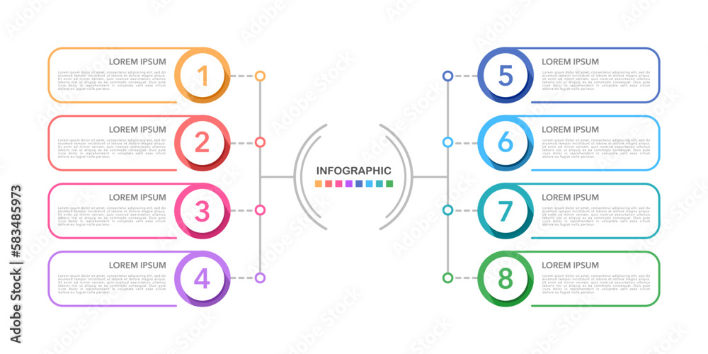 Infographic diagram 8 options or steps. Mindmap, Process, Template ...