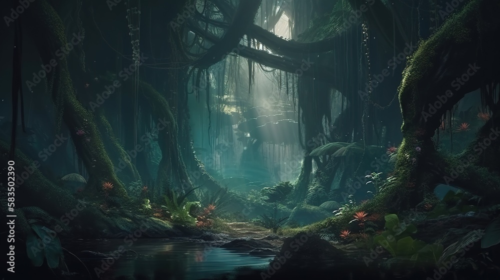 Deep Forest Fantasy Backdrop, Concept Art, CG Artwork, Realistic ...
