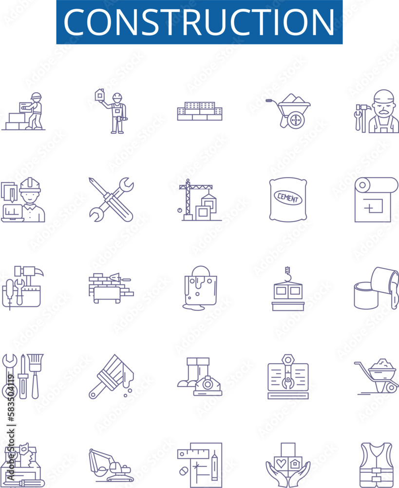 Construction line icons signs set. Design collection of Build ...