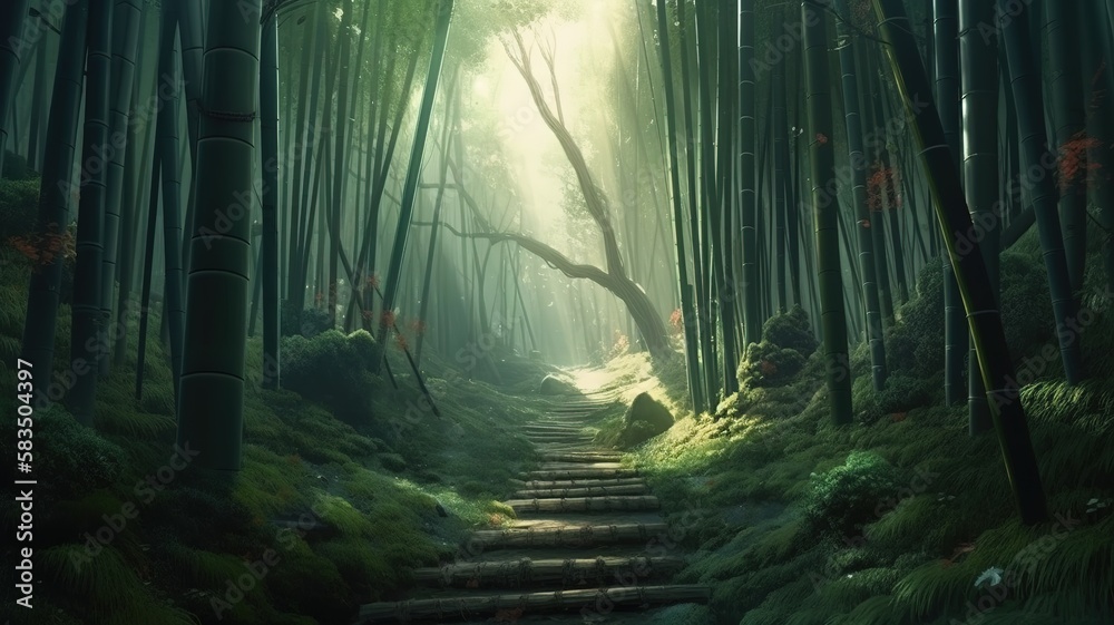 Bamboo Forest Fantasy Backdrop, Concept Art, CG Artwork, Realistic ...