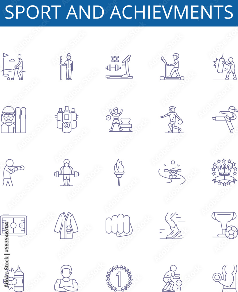 Vector de Stock Sport and achievments line icons signs set. Design ...