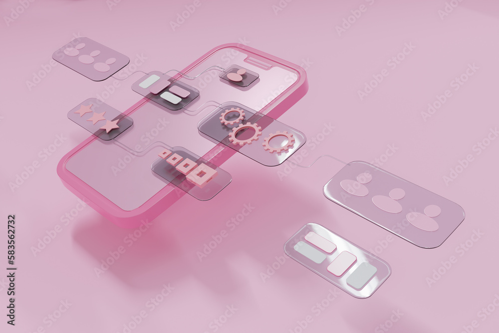 3D rendering smartphone mockup create user interface management ...