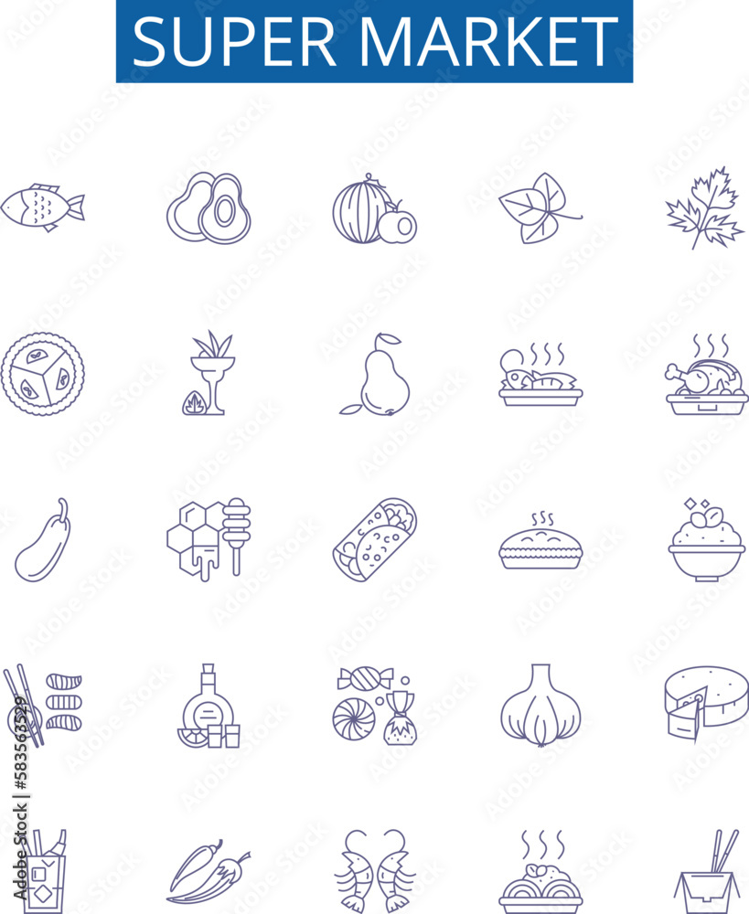 Super market line icons signs set. Design collection of Grocery, Store ...