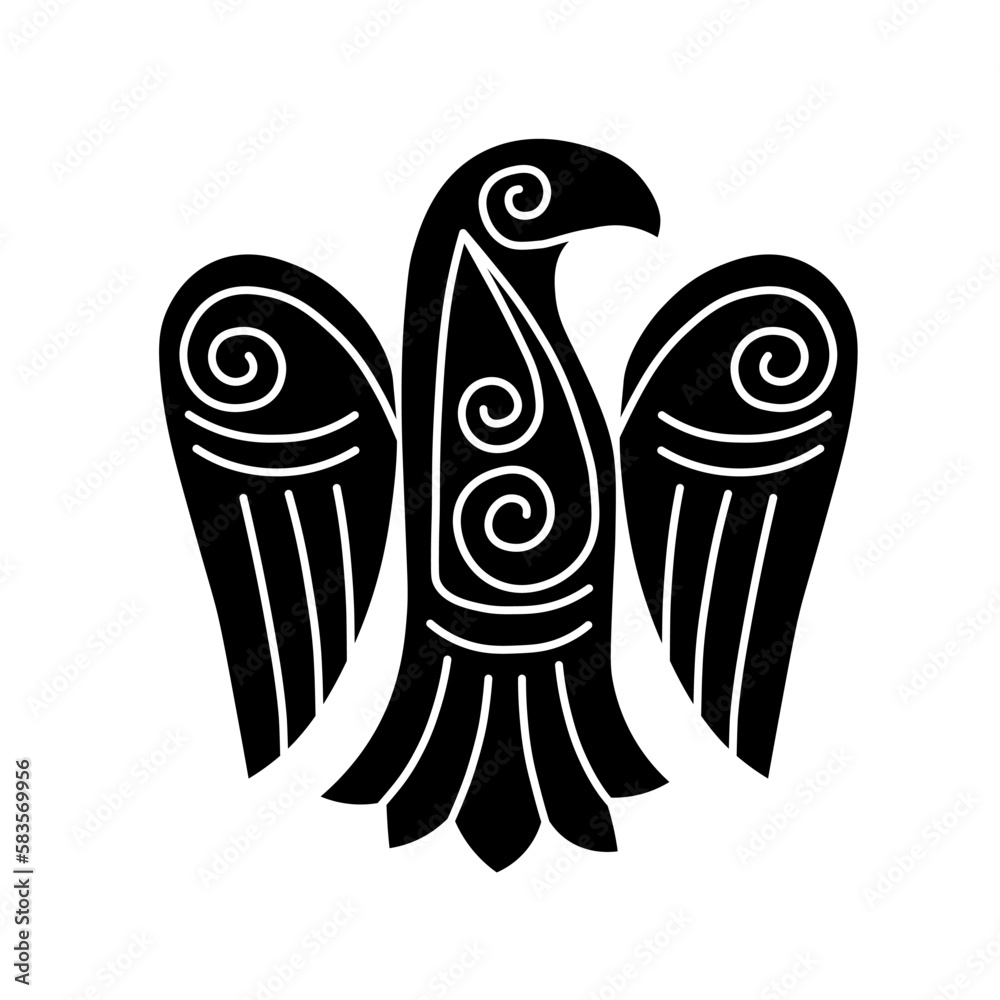 Ethnic tribal hawk, dove, eagle. Symbol, sign, icon, silhouette, tattoo ...