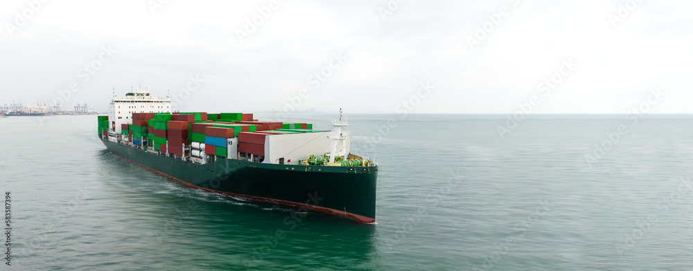 Container ship carrying container import and export, business logistic ...