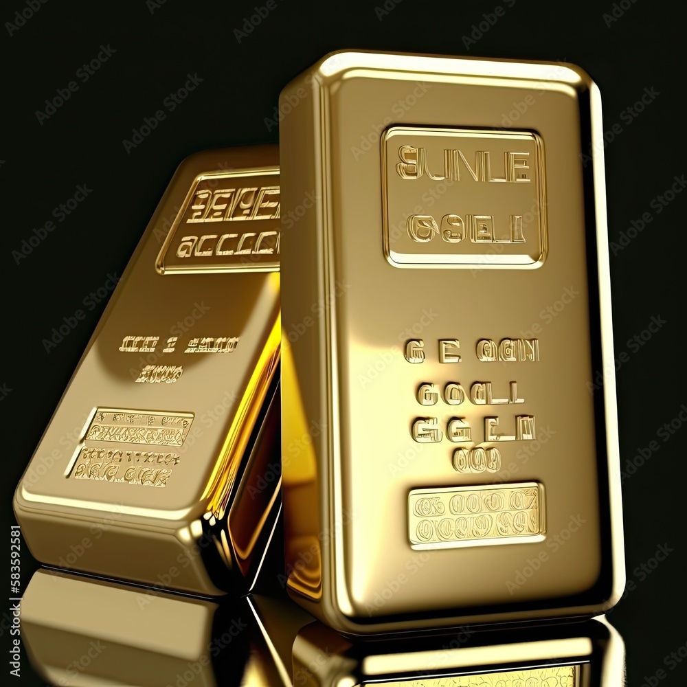 3D illustrations or 3D renderings gold backgrounds made gold ingots ...