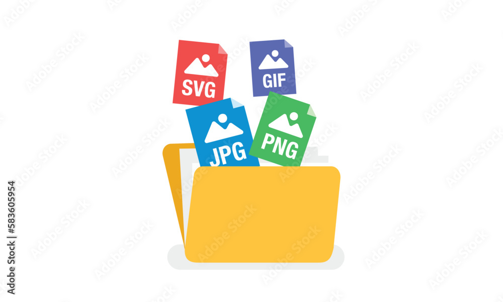 NFT Portfolio Concept JPG GIF PNG and SVG files coming out of a Folder ...