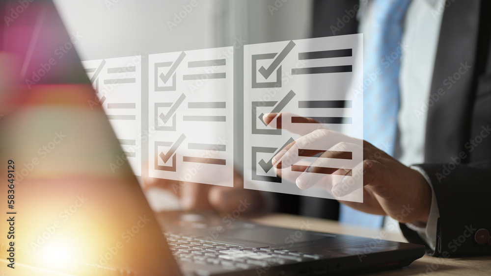 Foto de Stock checklist concept. Quick checklist and clipboard ...