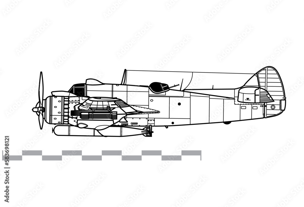 Bristol Beaufighter TF Mk.X. Vector drawing of WW2 anti ship strike ...