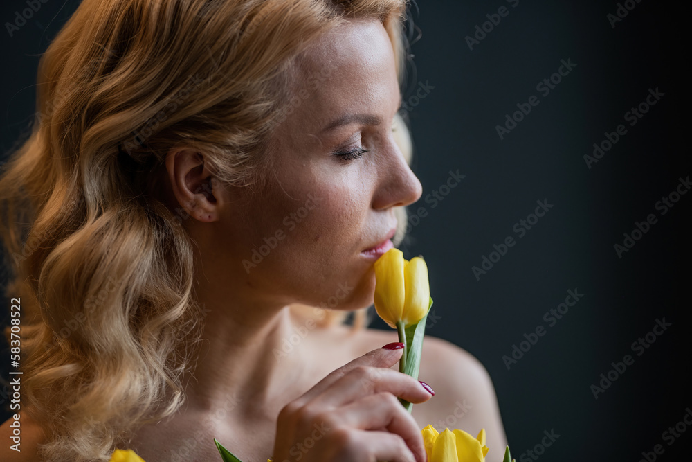 Portrait Of Candid Authentic Sexy Model Blonde Girl Half Naked Posing 1927
