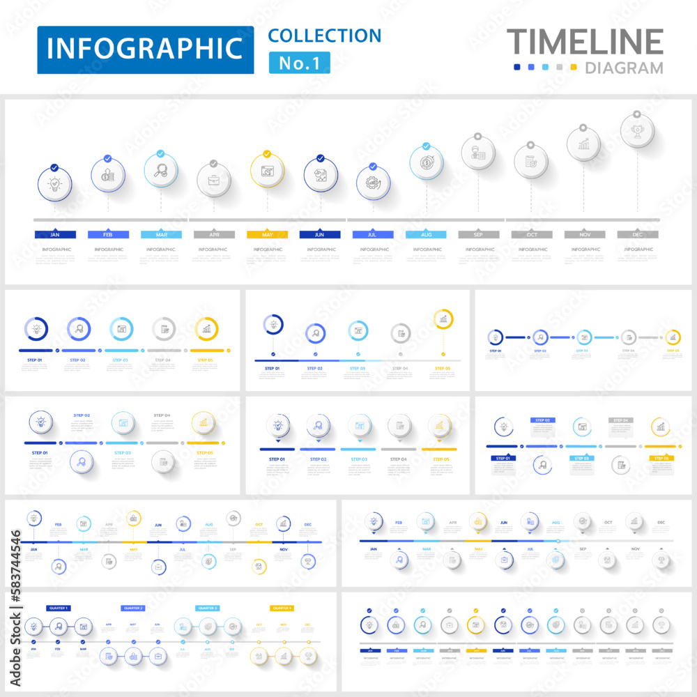 Infographic vector Bundle template for business. Modern Timeline ...