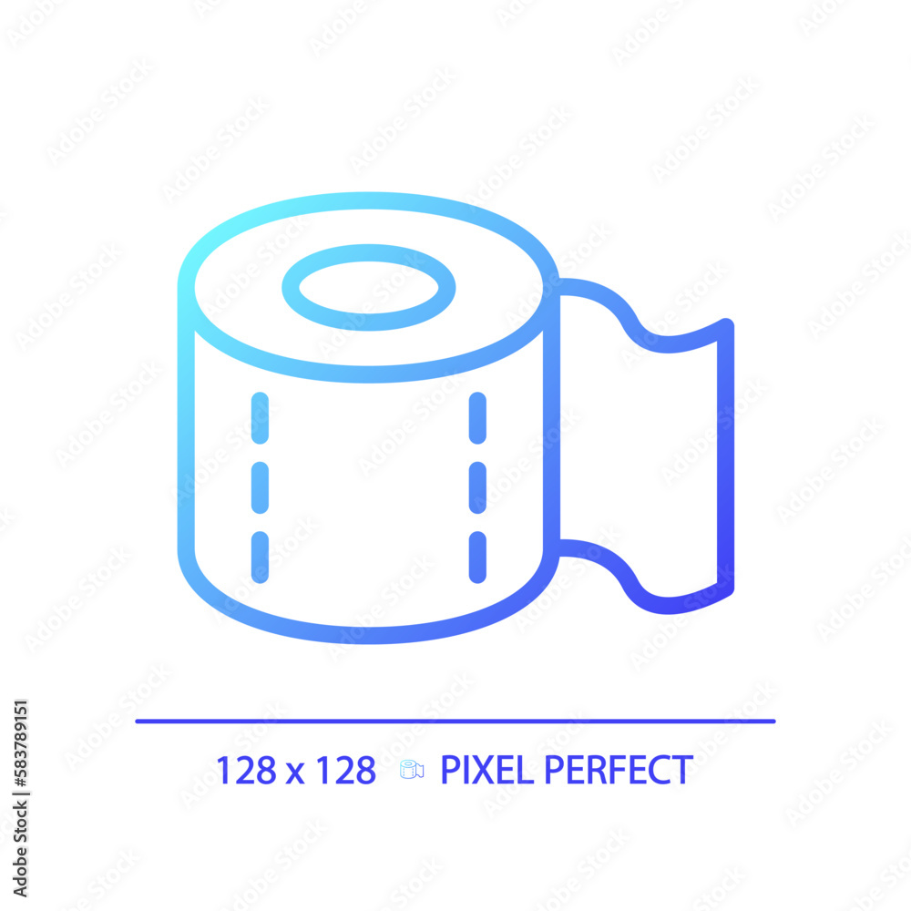 Toilet paper pixel perfect gradient linear vector icon. Supplies for ...