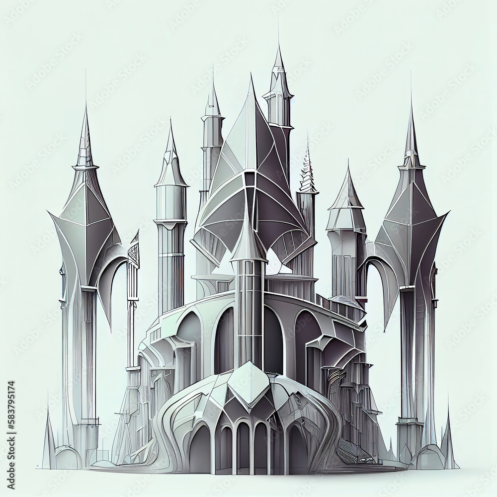 Futuristic Gray Castle: Majestic Towers Rising High, Imagining the ...