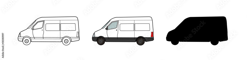 Editable cargo van mockup. Realistick van. Vector illustration. Stock ...