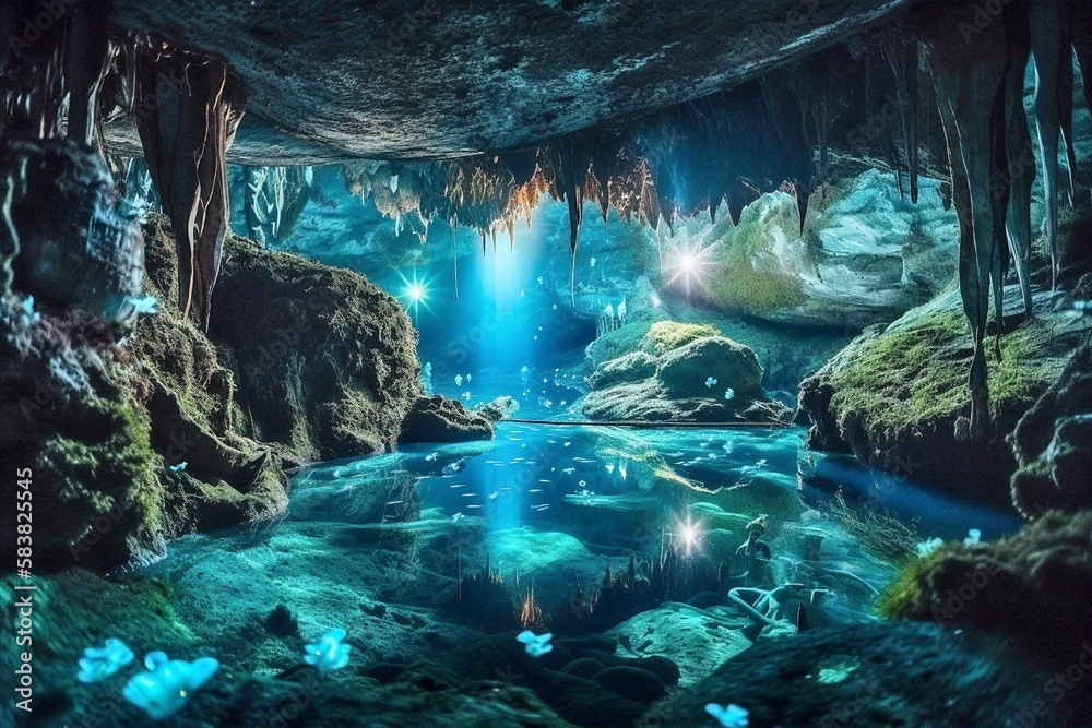 Waitomo Glowworm Caves, New Zealand, Bioluminescent Glow, Illuminated Ceiling. Stock ...
