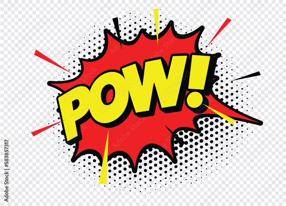Colour comic speech bubble POW space on transparent background. Ballon ...
