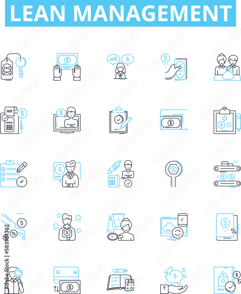 Lean Management vector line icons set. Lean, Management, Efficiency ...