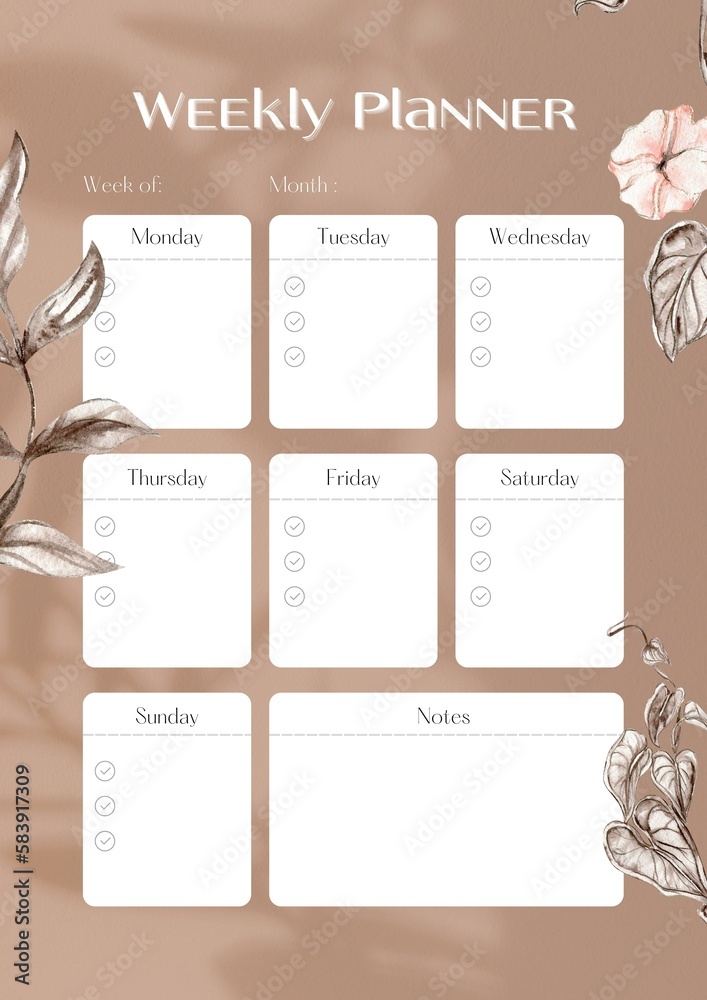 Ilustración de Stock Minimalistic planners , daily, weely, monthly ...
