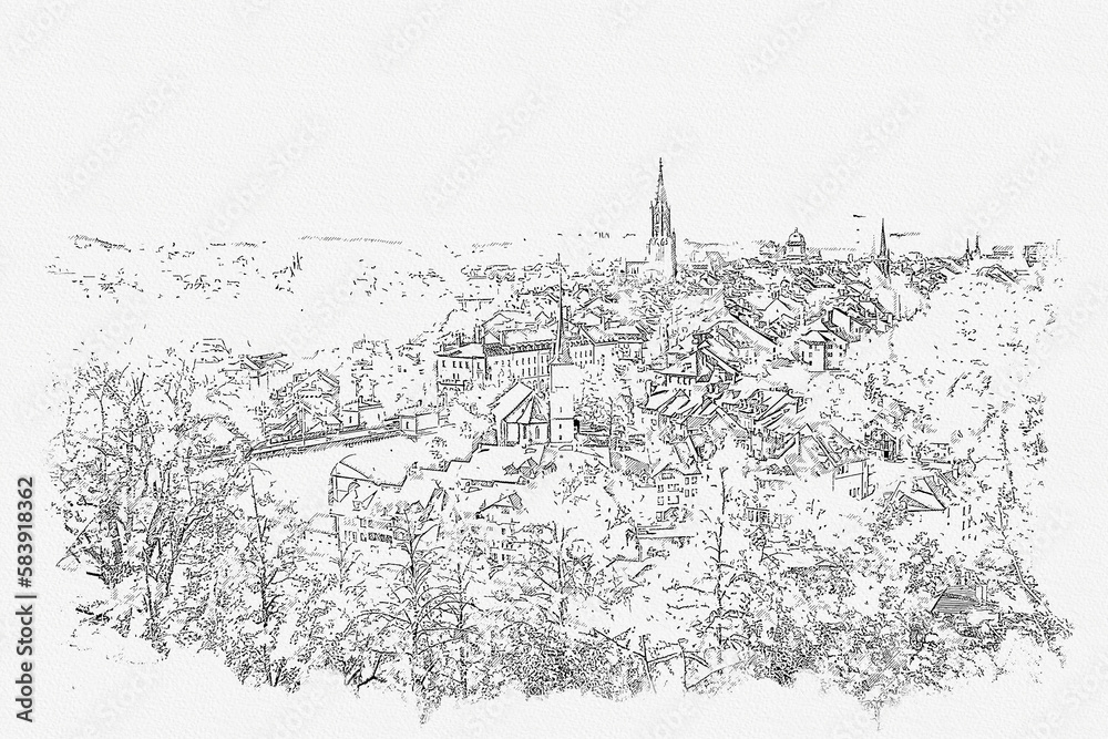 Building view with landmark of Bern is the capital city of Switzerland ...