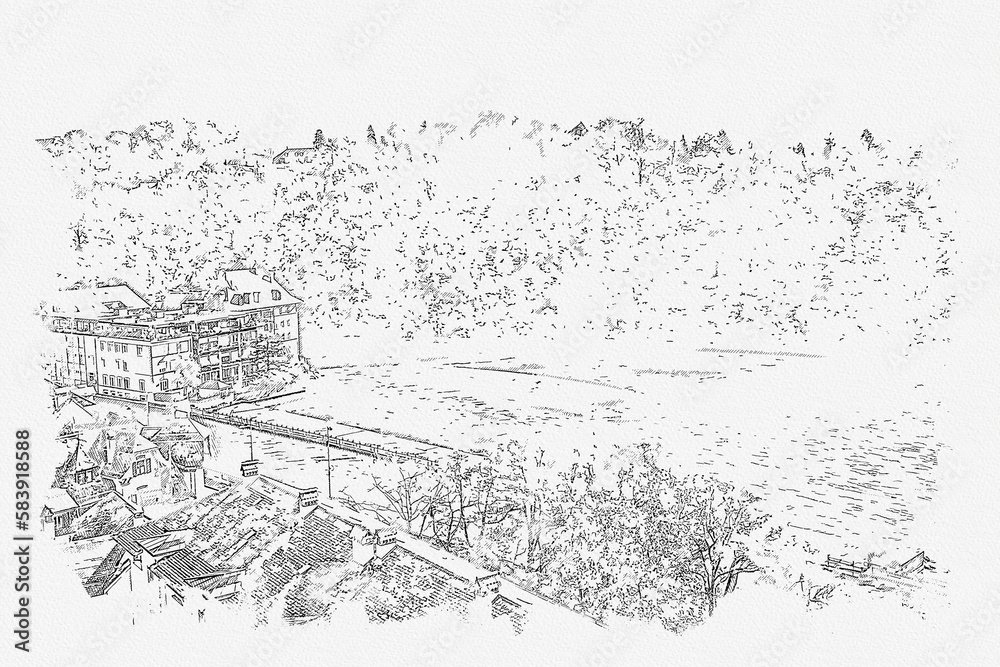 Building view with landmark of Bern is the capital city of Switzerland ...