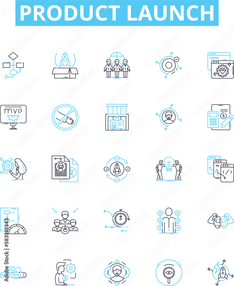 Product launch vector line icons set. Launch, Product, Concept ...