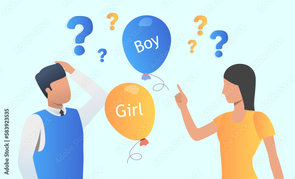 People confused with gender roles vector illustration. Man and woman ...