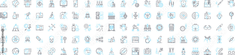 Bioengennering vector line icons set. bioengineering, genetics ...