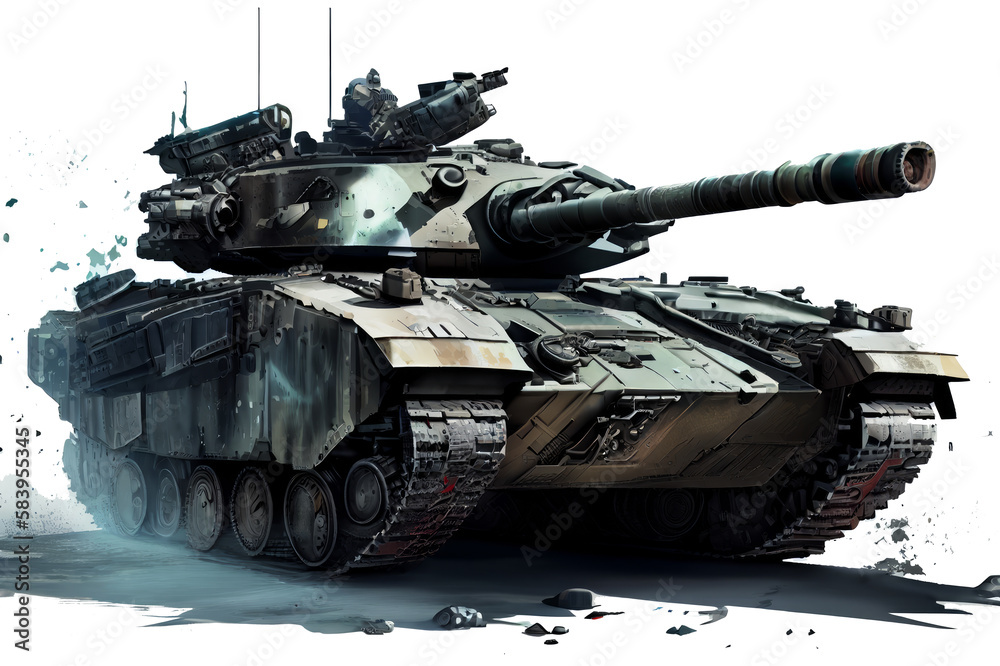 Military tank side view isolated on white, with transparent background ...