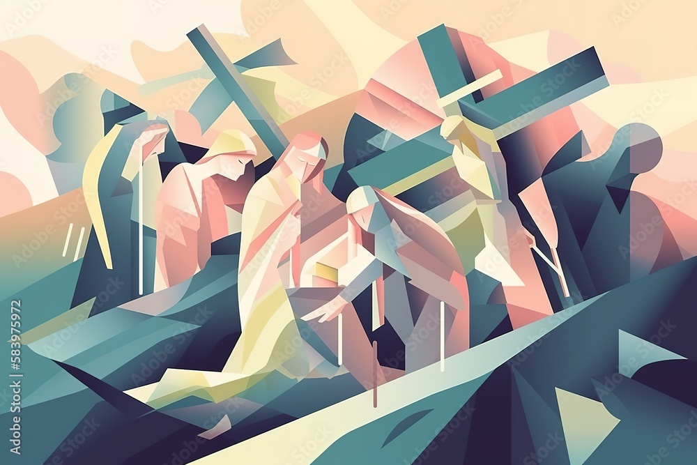 Biblical vector illustration series Way of the Cross or Stations of the ...