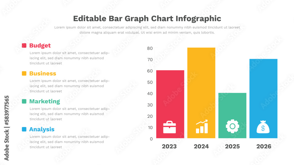 Bar chart infographic presentation template fully editable Stock Vector ...