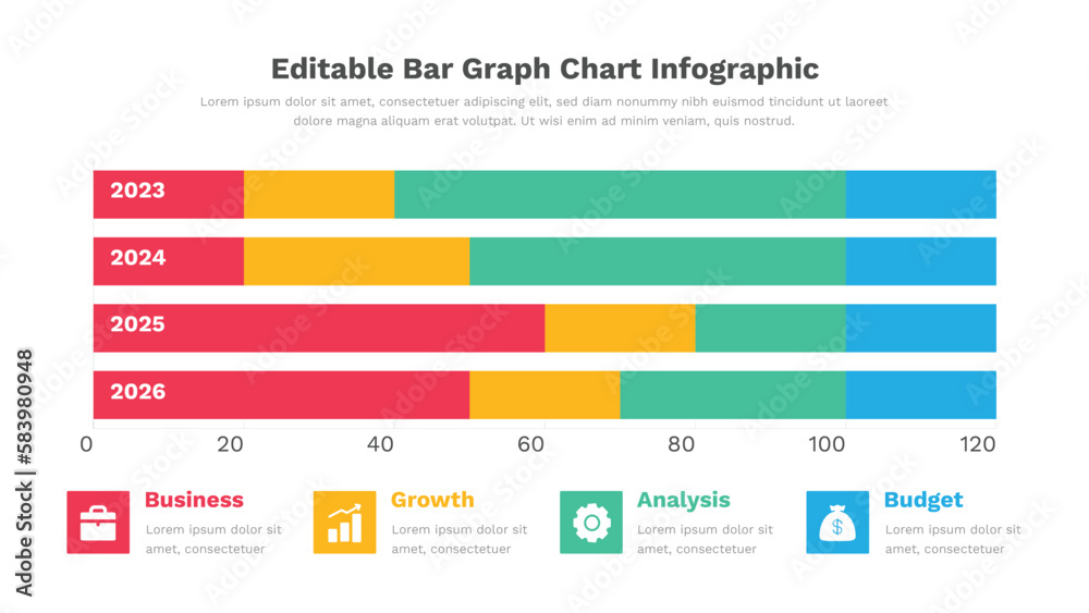 Bar chart infographic presentation template fully editable Stock Vector ...