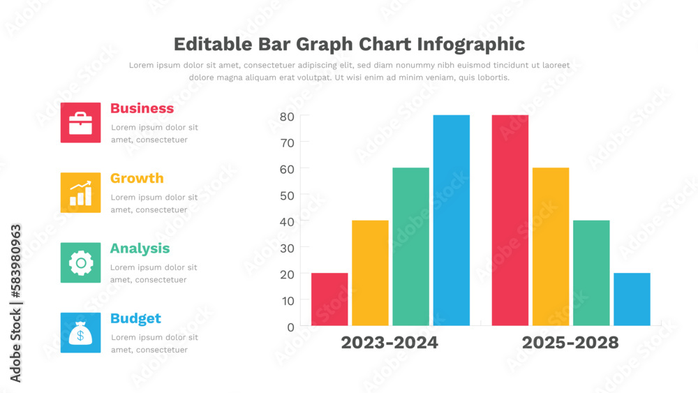 Bar chart infographic presentation template fully editable Stock Vector ...