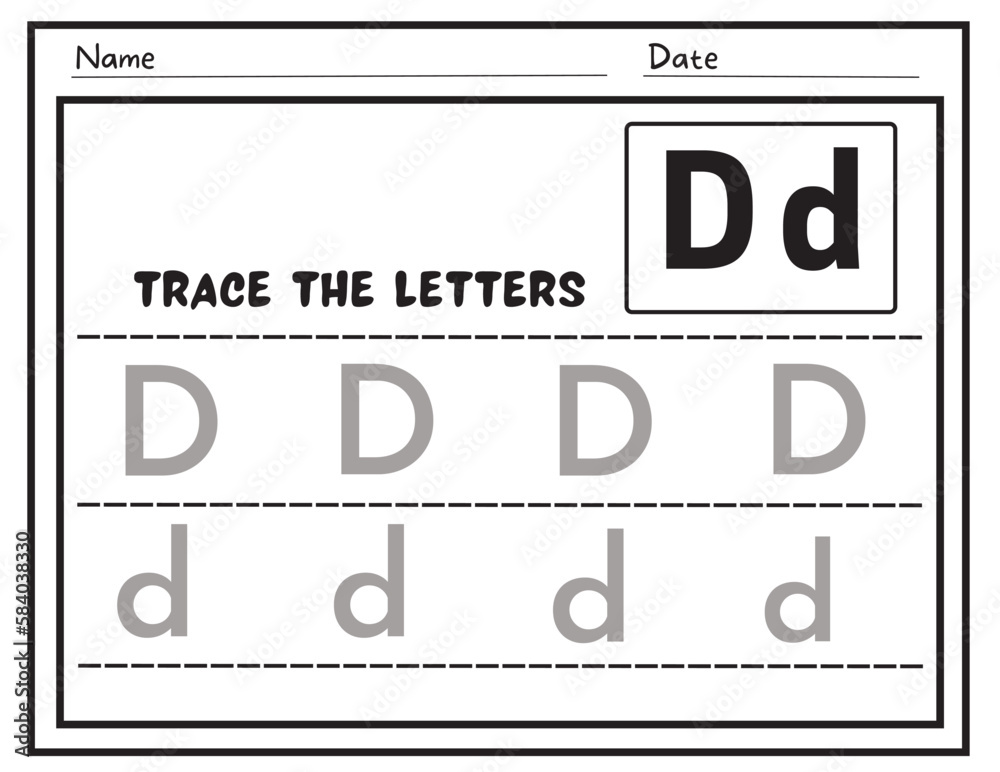 Alphabet tracing practice Letter D. Tracing practice worksheet ...