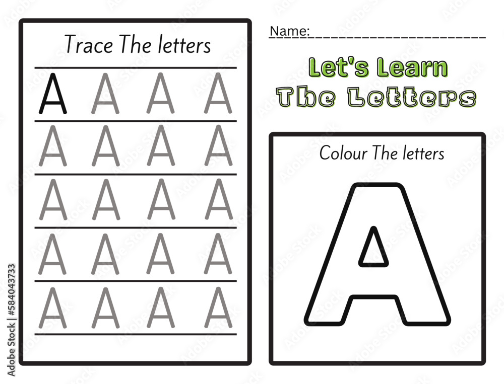 Stock-Vektorgrafik „letters a. Learning Kids counting activity ...