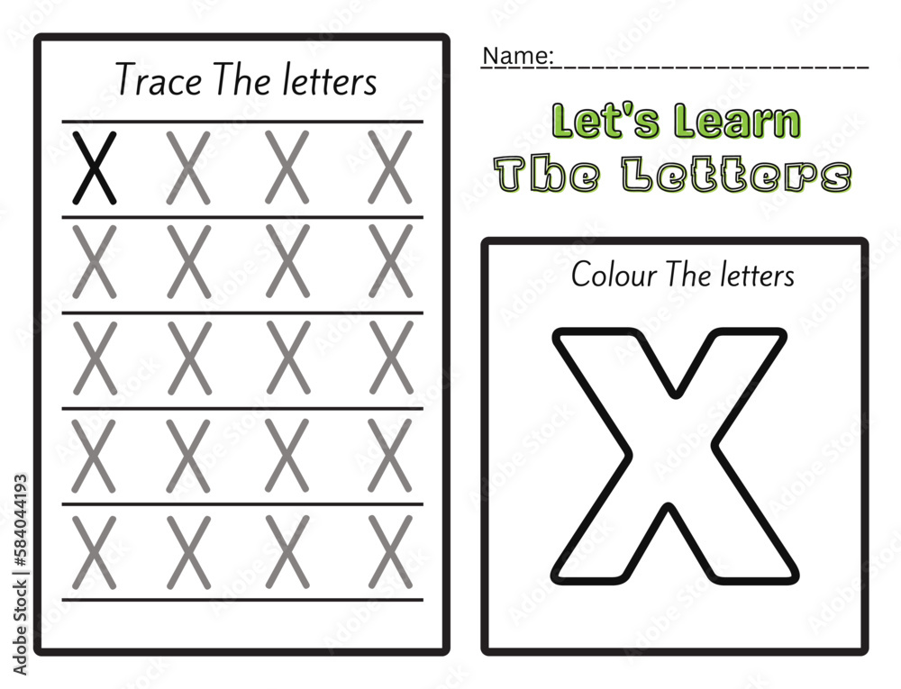 letters x. Learning Kids counting activity. Worksheet for learning ...