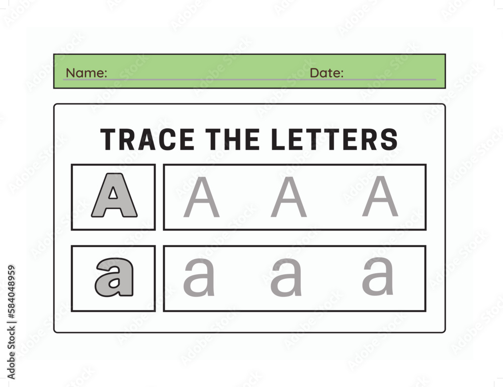 Trace letter A uppercase and lowercase. Alphabet tracing practice ...