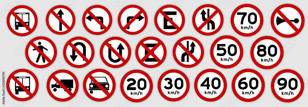 Стокова ілюстрація Prohibitory Road Signs Models Vector / Ai ...