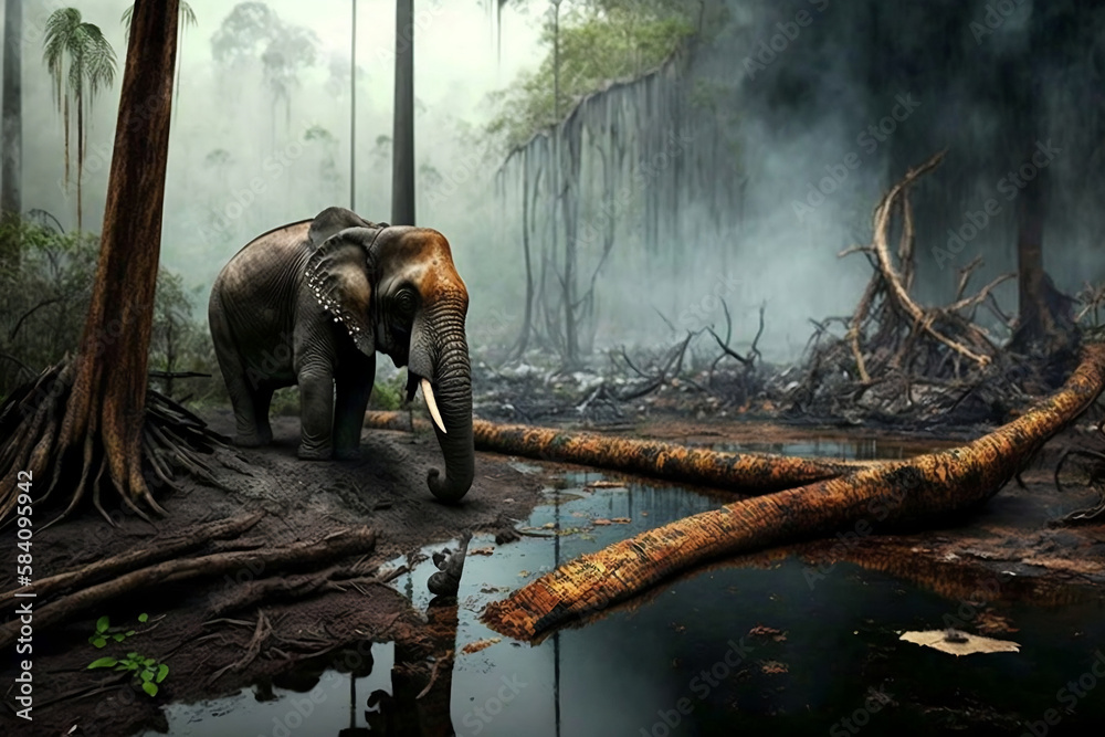 Stock-Illustration „Scapegoat of rainforest development, endangered ...