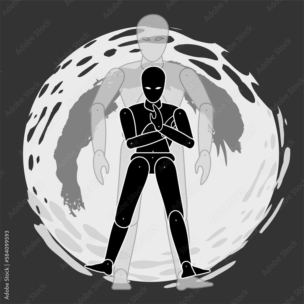 Action figures of human torsos with various styles of fighting moves ...