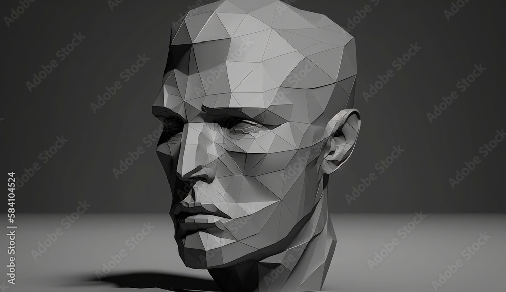 Stylized human head, 3d modeling stock illustration, Human Face, Head ...