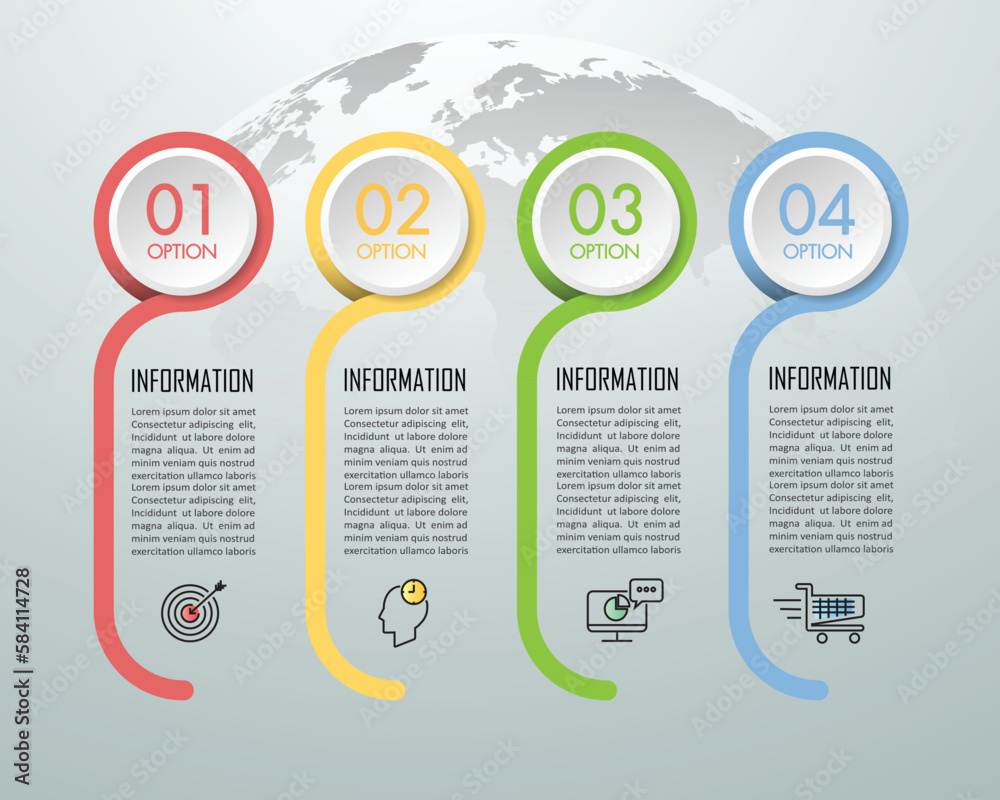 Design infographic template 4 options. Business concept can be used for ...