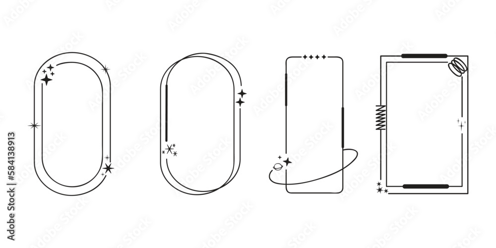 Modern minimalist aesthetic line frame elements, trendy linear frames ...