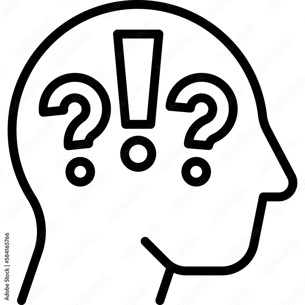 Emotional reasoning thin icon. Question mark and exclamation mark in ...