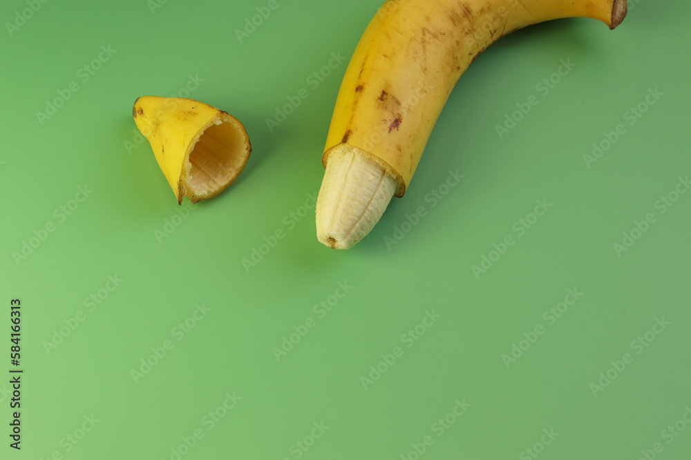 Circumcision concept, banana with skin cut off healthy operation for ...