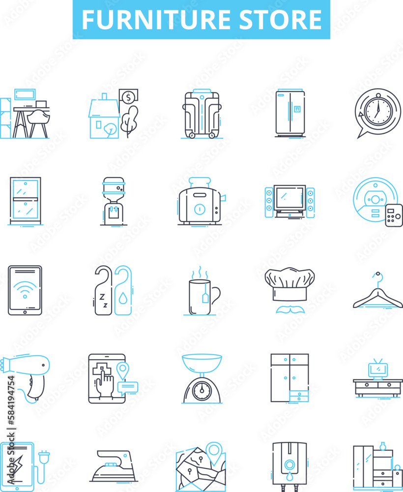Furniture store vector line icons set. Furniture, Store, Sofa, Chair ...